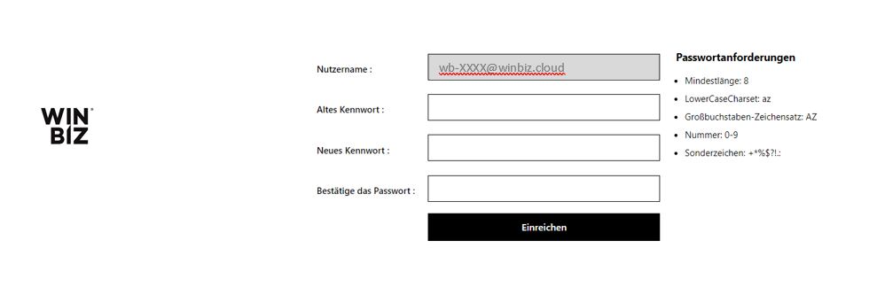 Anmelden bei Winbiz Cloud Onboarding – Winbiz Help Center